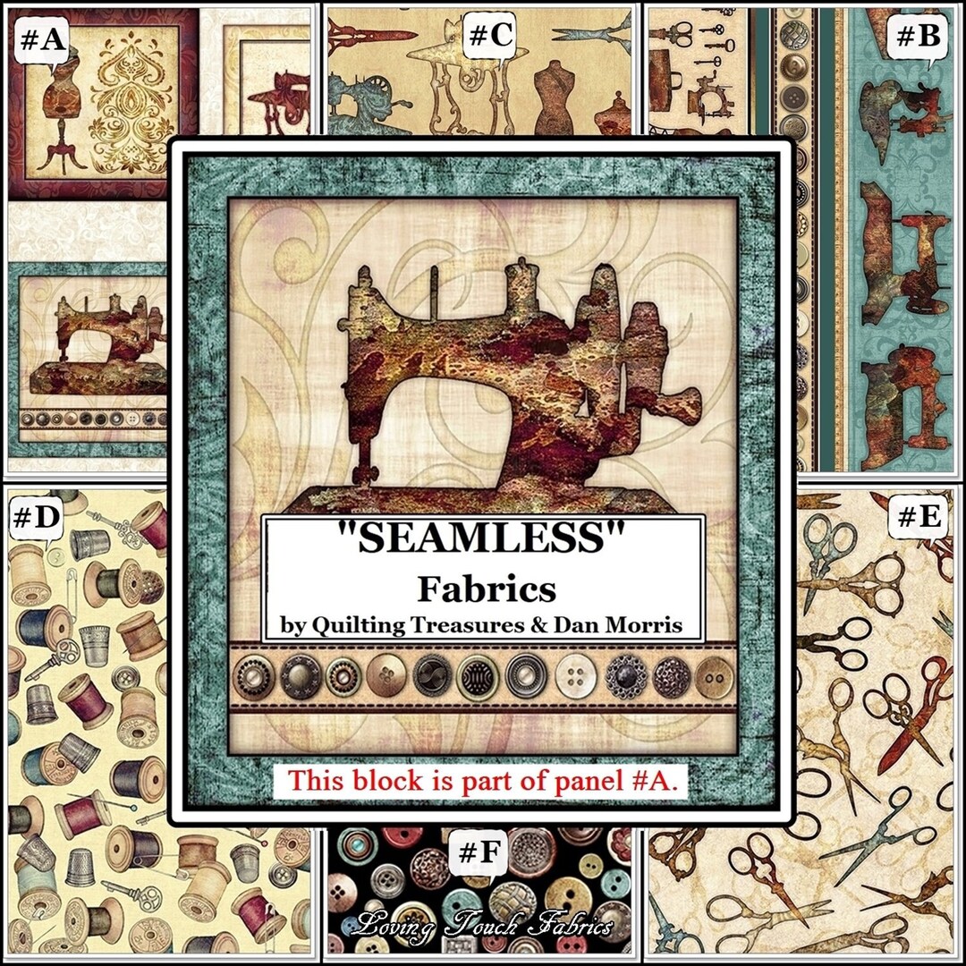 Quilting Treasures Dan Morris "seamless" Sewing Theme Notions Fabrics ...