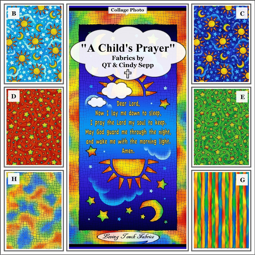 Quilting Treasures, "a Child's Prayer", Stars, Sun, Moon, Fabric ...