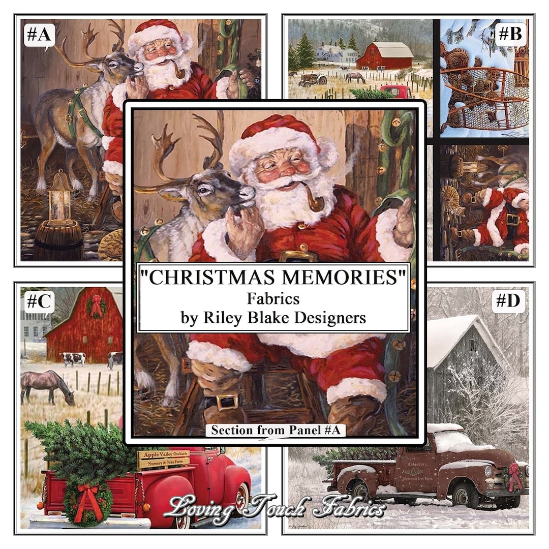 Riley Blake "christmas Memories" Digitally Printed Old Trucks Barn ...