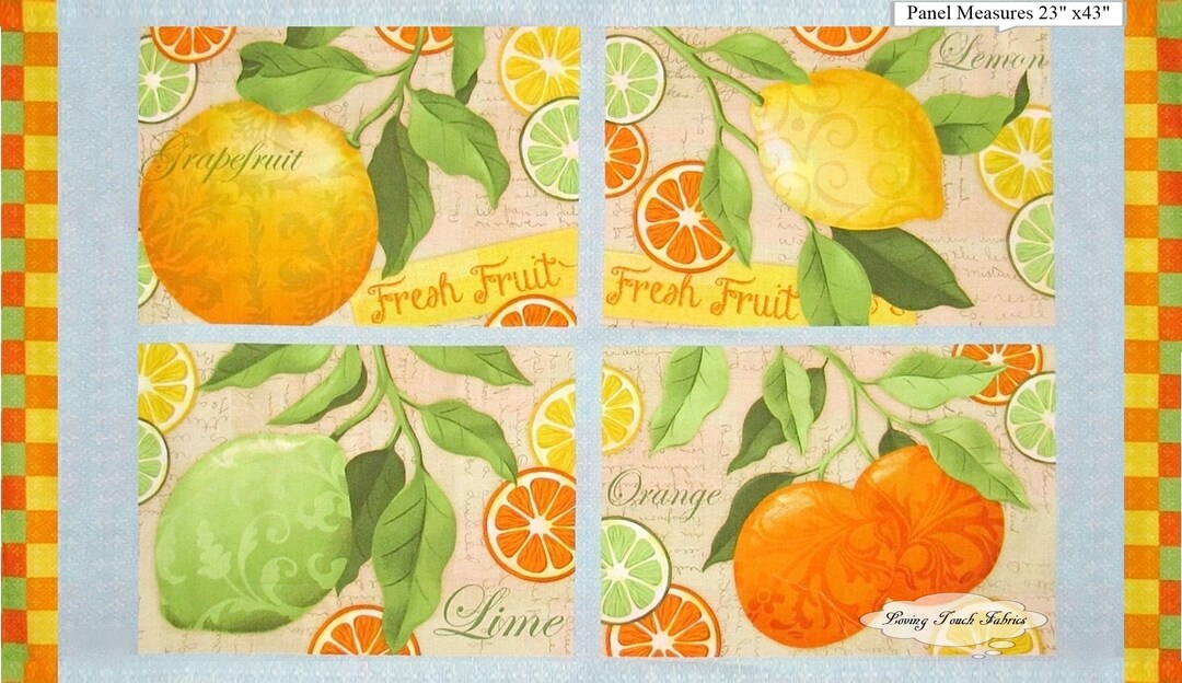 Citrus Grove SPX Steve Haskamp Fruit Lemon Lime Orange Placemat Fabric ...