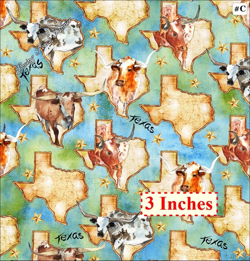 Quilting Treasures " Longhorns" Texas Cattle Western Fabrics - Etsy