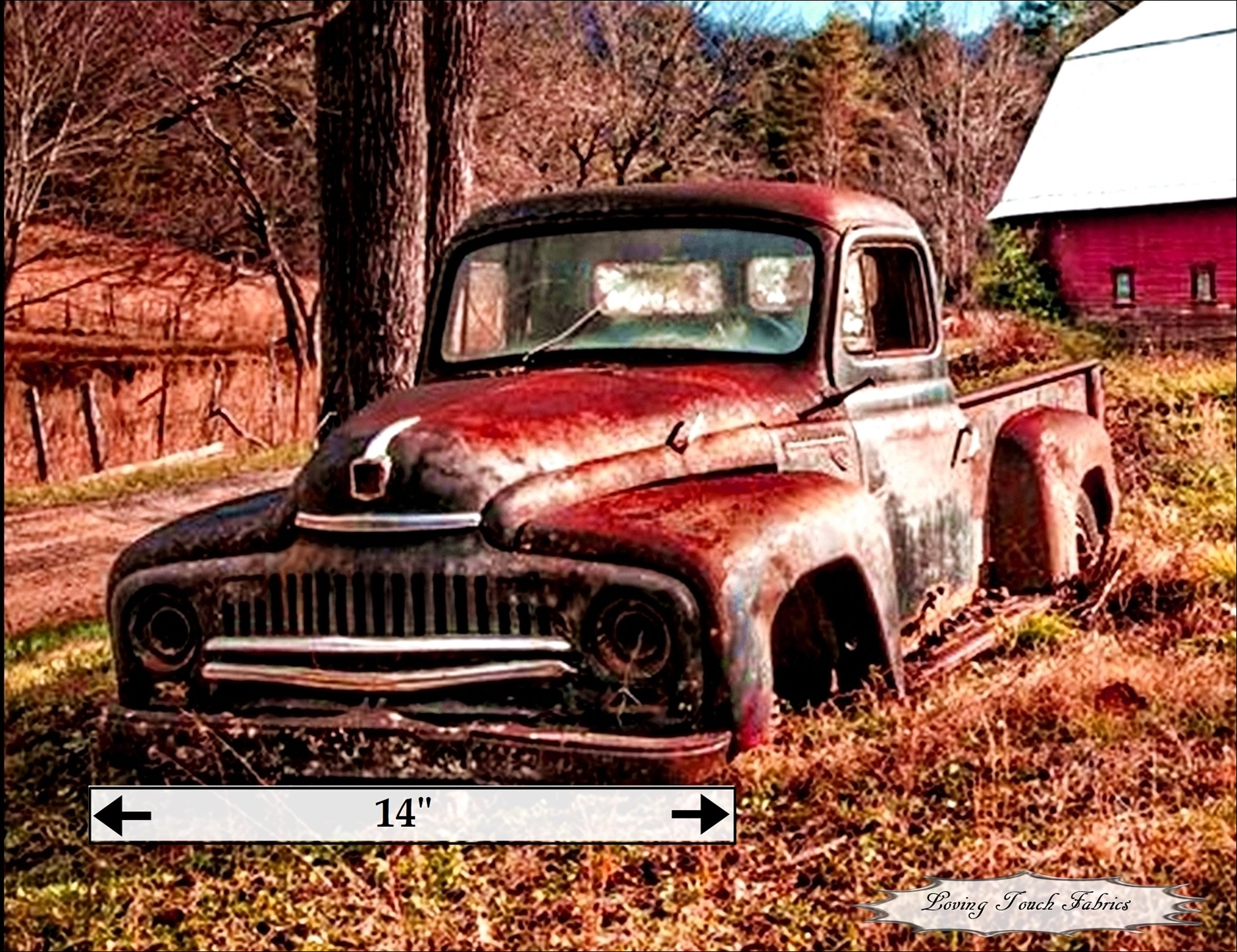 David Textiles, "barn and the Truck", #AL-3478-7C, International Red ...