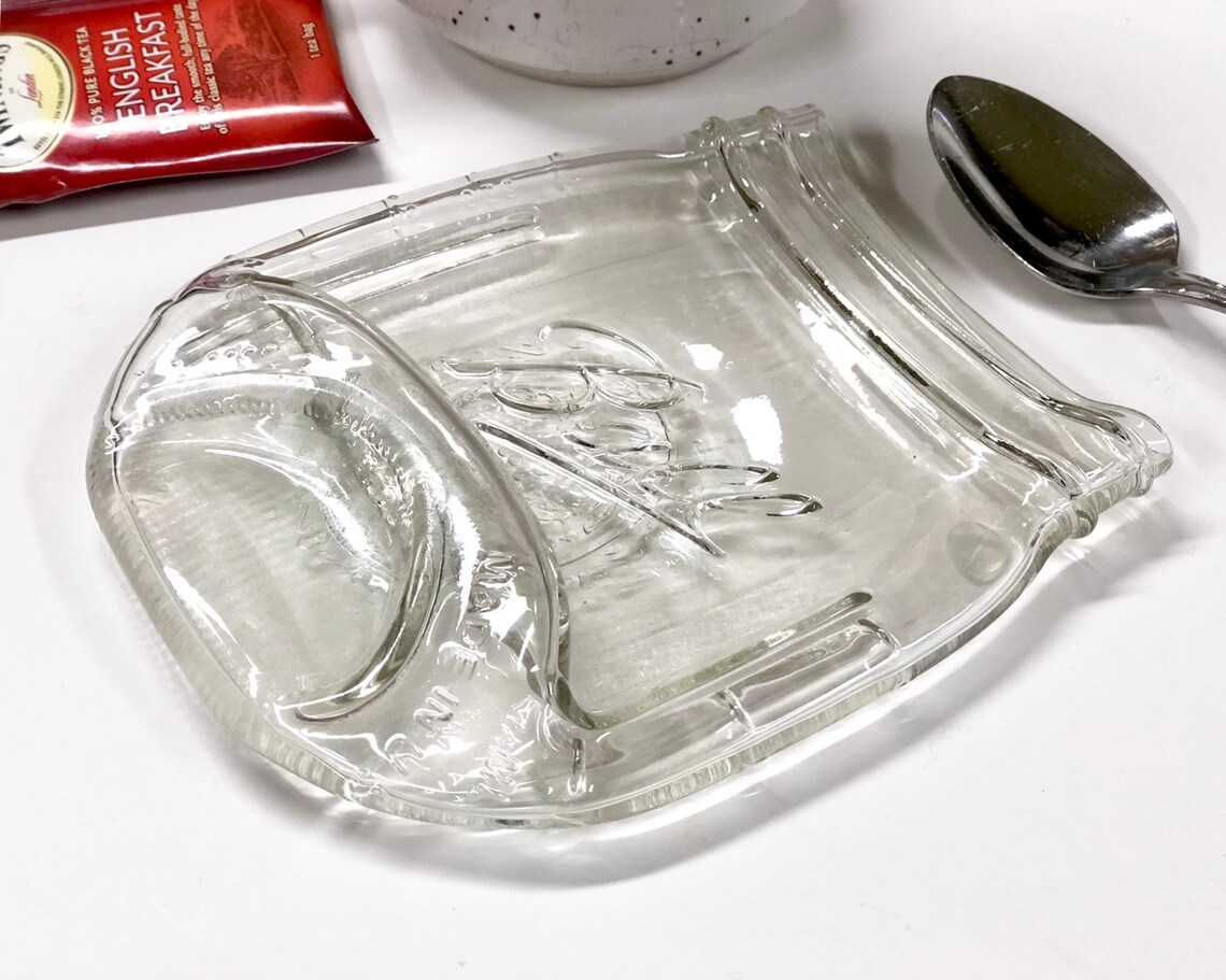 Melted Mason Jar Spoon Rest, Clear Glass Ball Jar Spoon Rest, Spoon ...