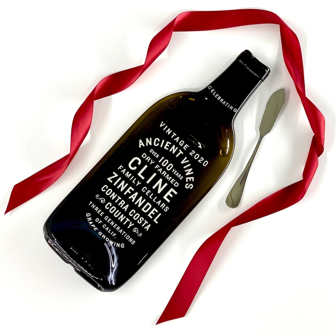 Melted Wine Bottle Cheese Tray With Spreader, Ancient Vines Zinfandel ...