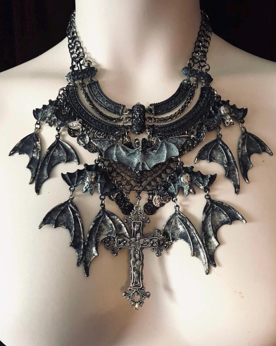 The Goddess Gabrielle Bats and Bat Wings Bib and Earrings Set by ...