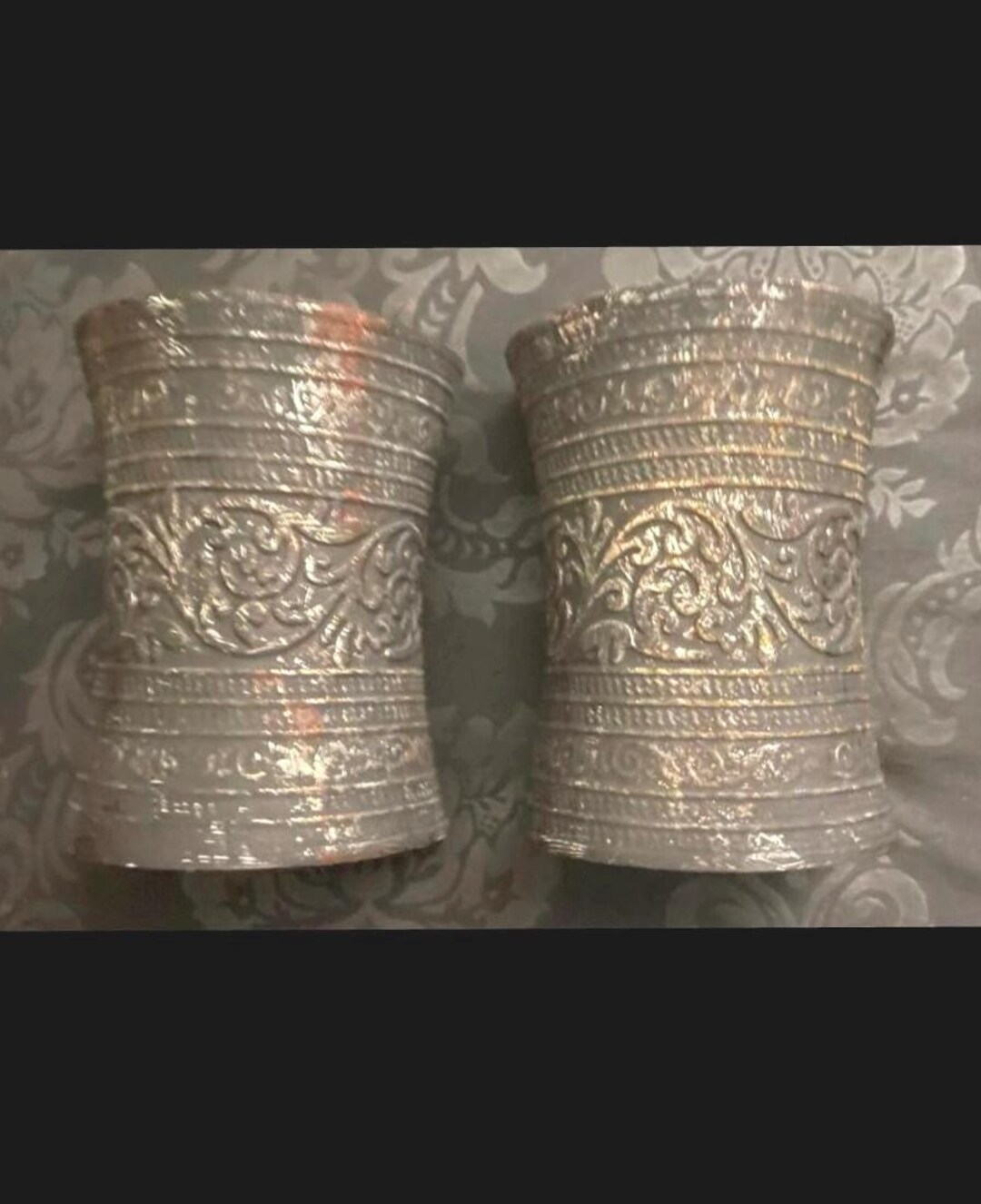 The Goddess Artemis Hand Painted/ Patinaed/ Set of Two Metal Wrist ...