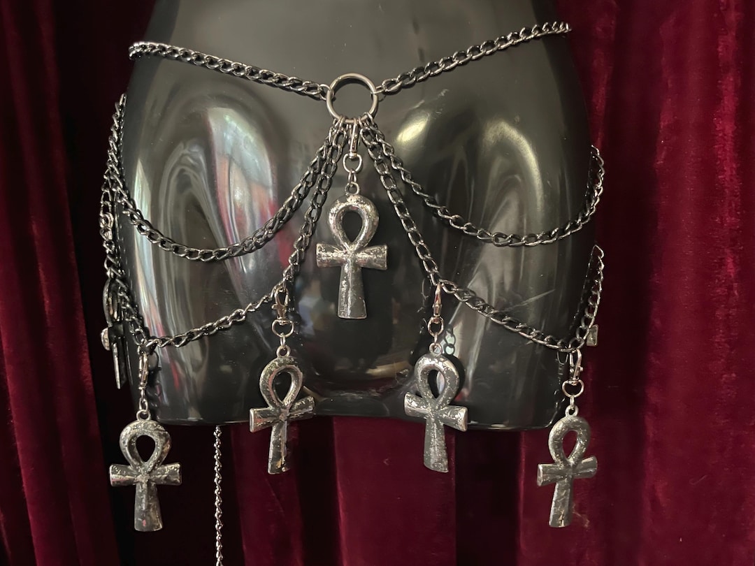 The Paris Ankh Belt Heavy Metal Hand Made Chain Belt With Bonus Bat ...