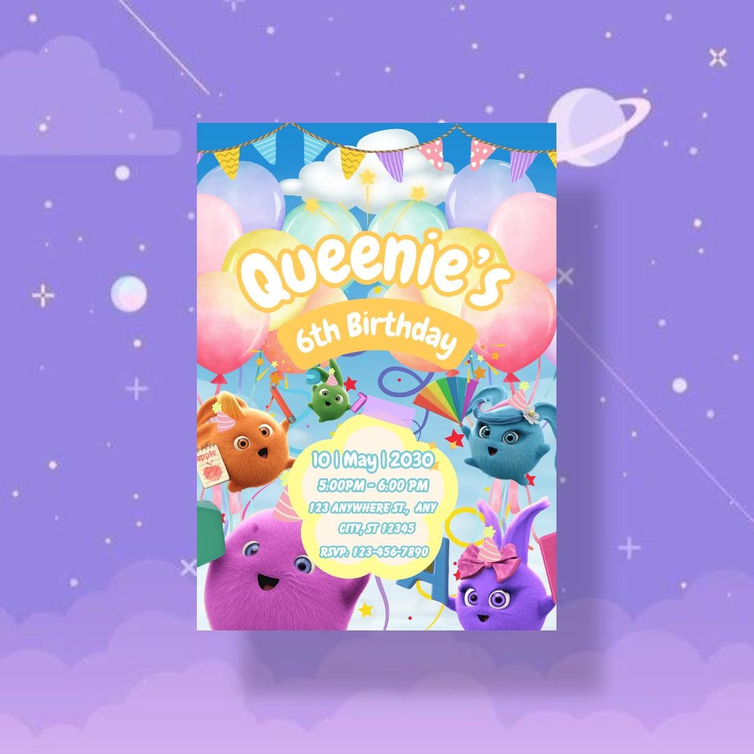 Sunny Bunnies Inspired Birthday Party Invitation Template B7 ...