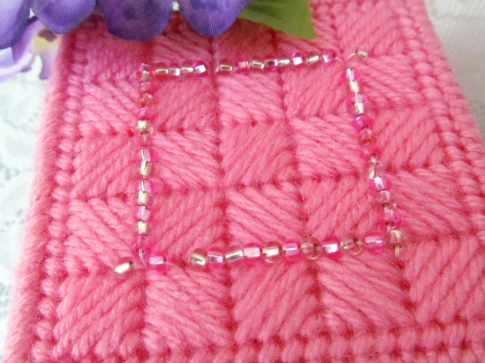 Pink Beaded Plastic Canvas Jewelry Box Sparkly Gift Box or - Etsy