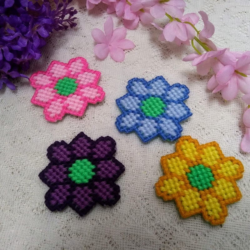Plastic Canvas Flowers - Etsy