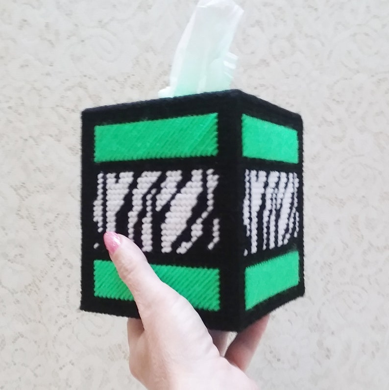Bright Green and Zebra Striped Tissue Box Cover Funky Boho - Etsy