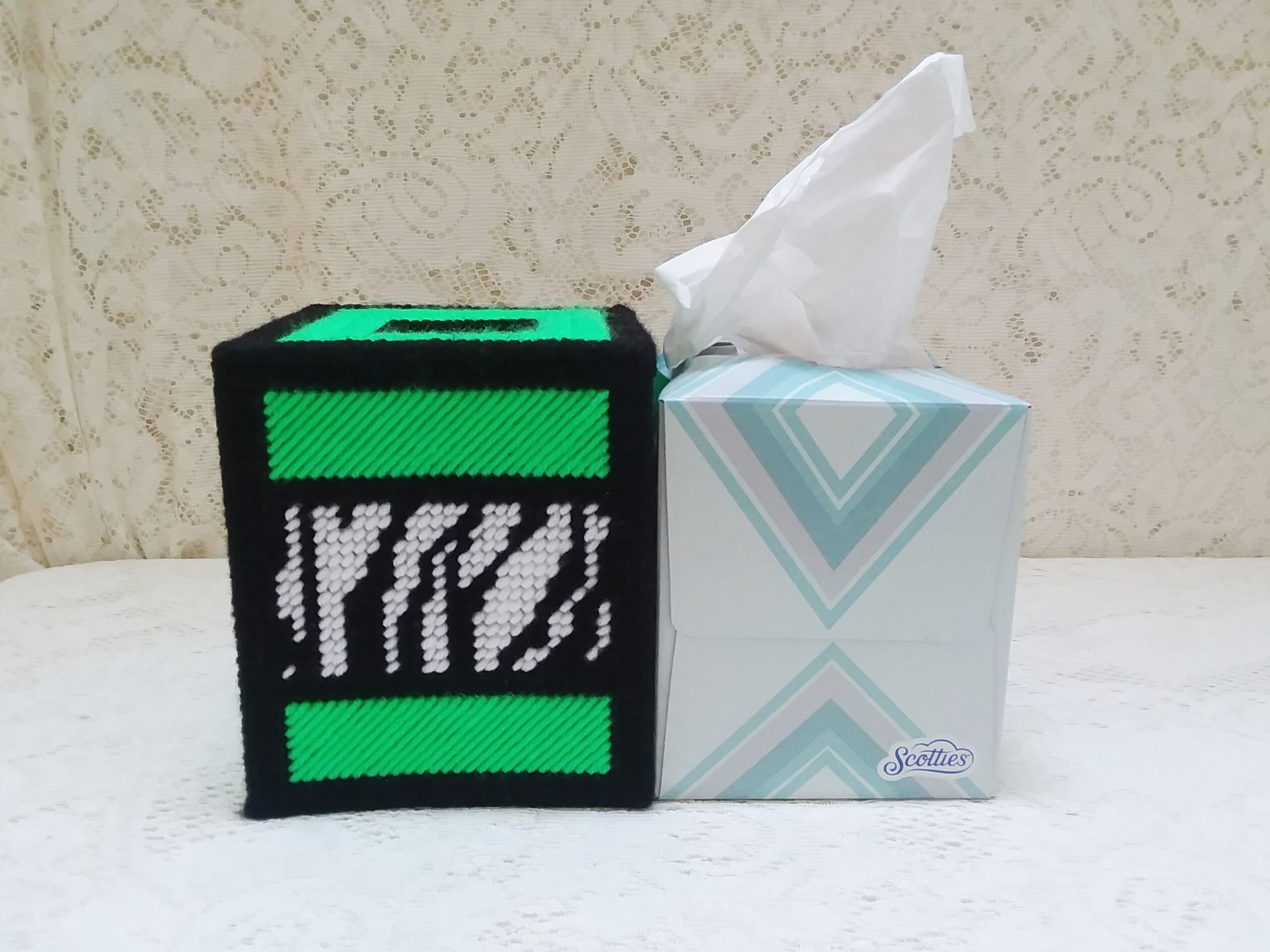 Bright Green and Zebra Striped Tissue Box Cover Funky Boho - Etsy