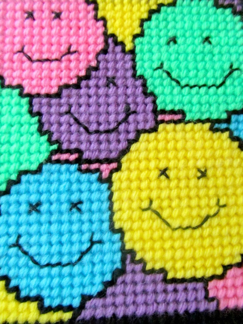 Multicolored Smiley Face Plastic Canvas Tissue Box Cover Have | Etsy