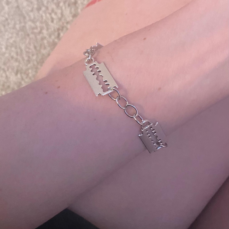 Razor Blade Chain Bracelet Y2k Trendy Cute Silvery Jewelry Greyday ...