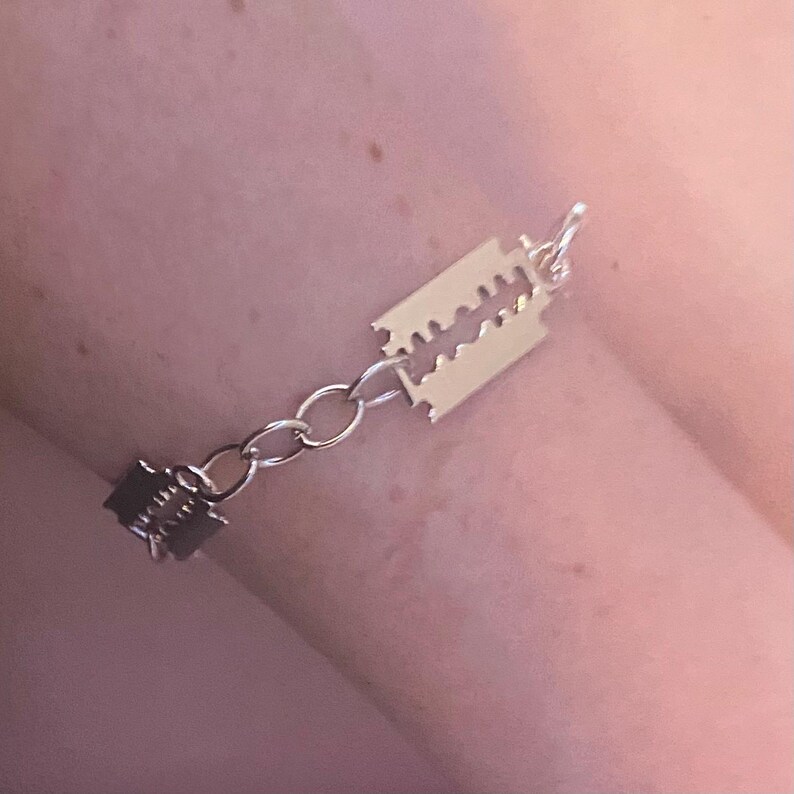 Razor Blade Chain Bracelet Y2k Trendy Cute Silvery Jewelry Greyday ...