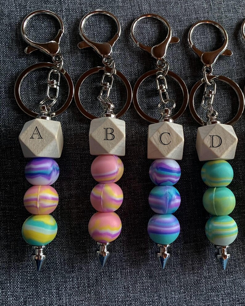 Tie Dye Silicone Keychain Wooden Hexagon Keychain Bead Bars - Etsy