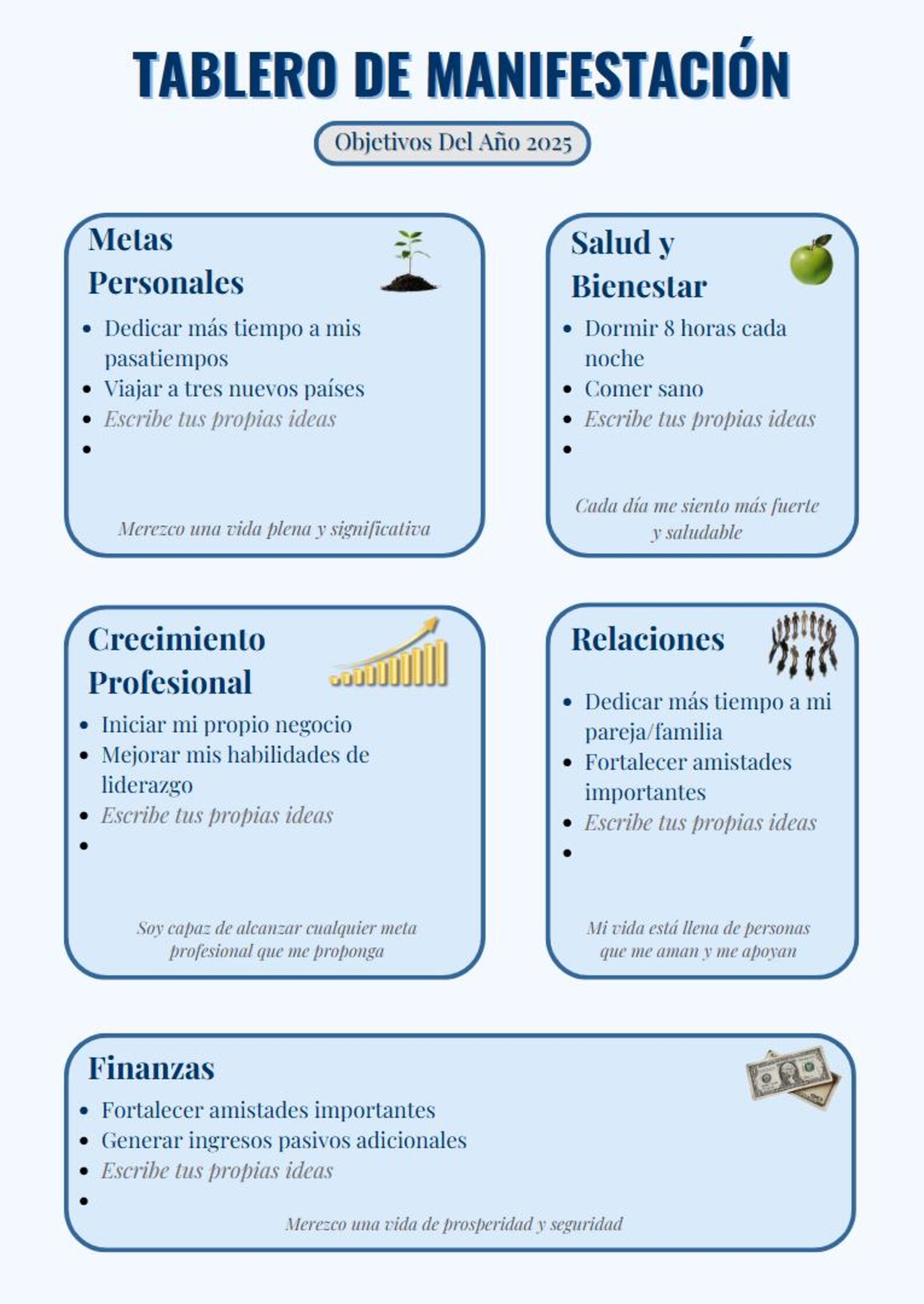 Editable Vision Board | Digital Vision Board in Spanish | Customizable ...