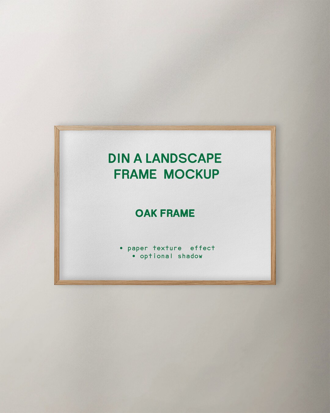 Landscape A Size Oak Frame Mockup Textured Paper Effect, Optional ...