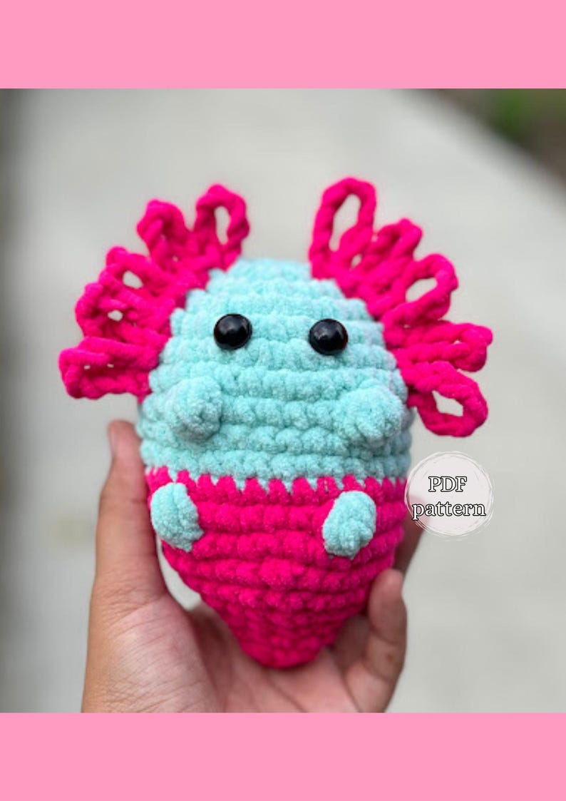 No Sew Chunky Axolotl Crochet Pattern: Amigurumi Plush Doll (PDF ...