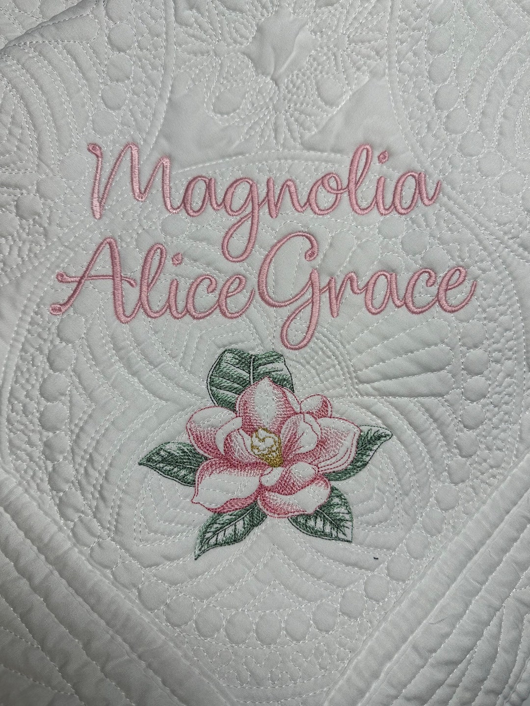 Magnolia Flower Embroidered Baby Heirloom Quilt - Etsy
