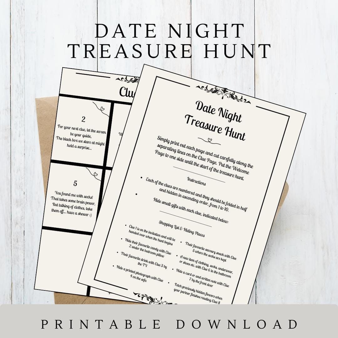 Date Night Treasure Hunt - DIY Date Night Couple's Treasure Hunt for At ...