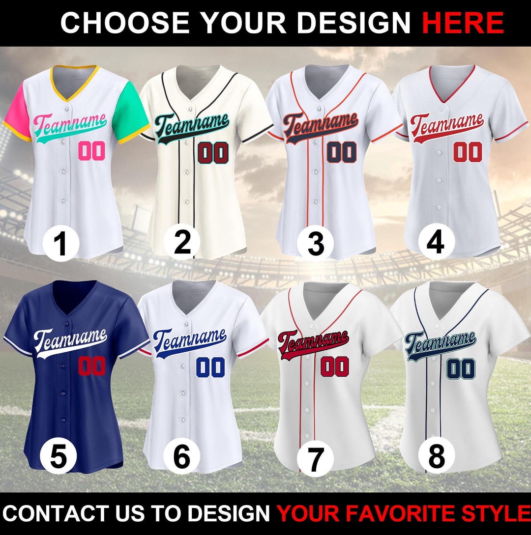 Custom Women's Slim Fit Baseball Jersey Stitched Printed Softball ...