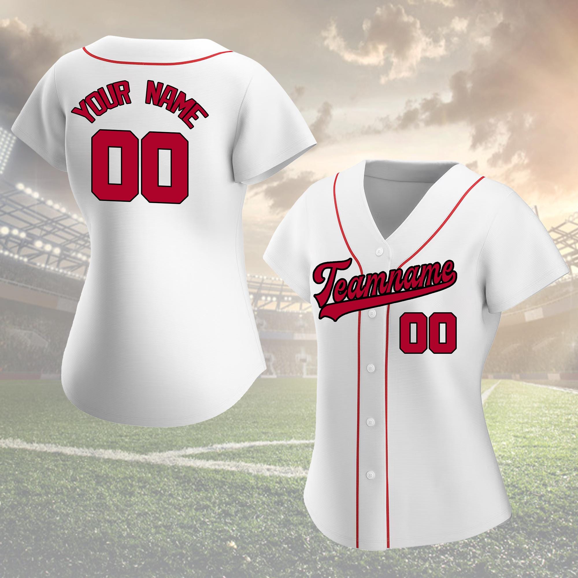 Custom Women's Slim Fit Baseball Jersey Stitched Printed Softball ...