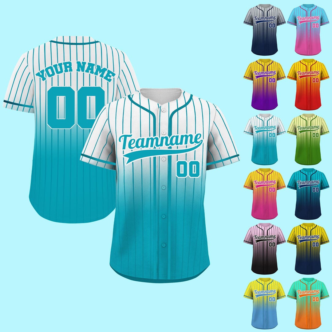 Custom Baseball Jersey Gradient Color Personalize Team Name Number Team ...