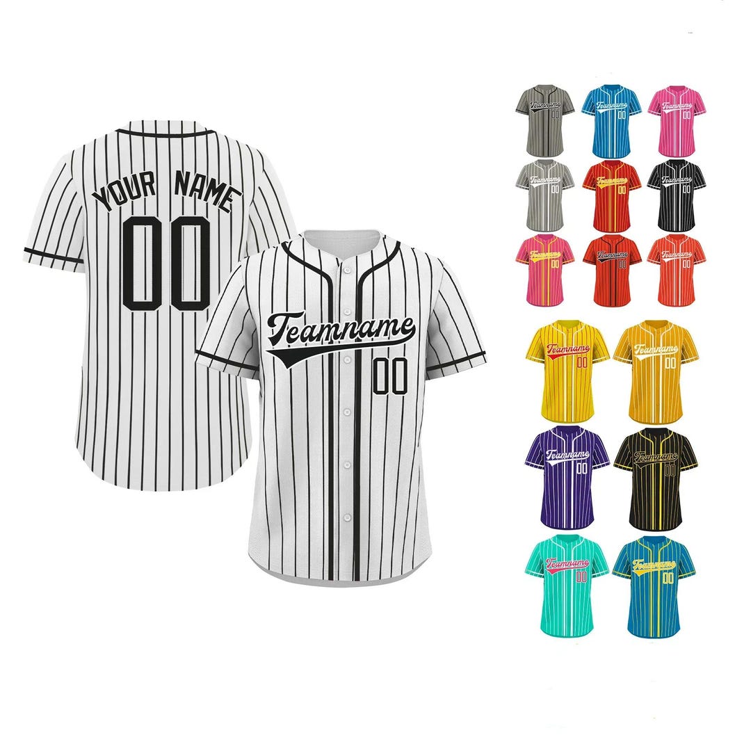 Custom Baseball Jerseys Stitched Personalized Team Name Logo Stripe ...