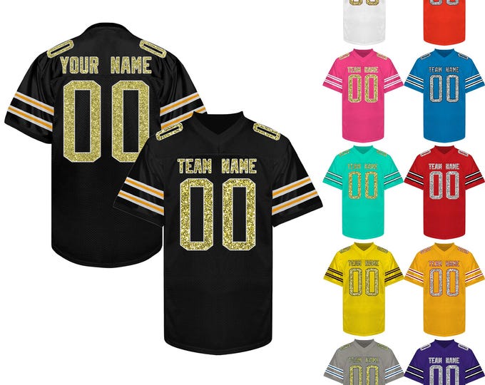 Custom Football Jersey Sequin Sparkle Glitter Football Jersey Stitched ...