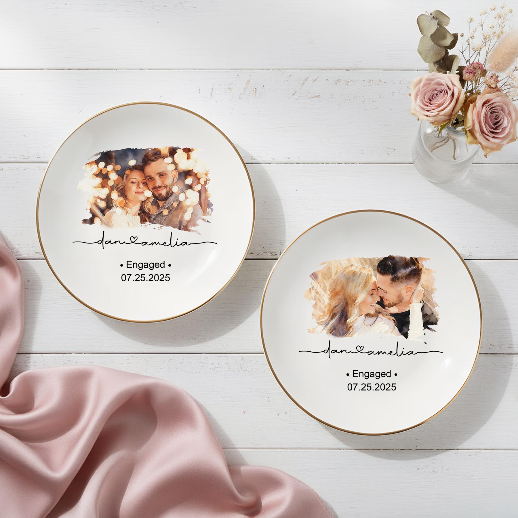 Custom Proposal Portrait Ring Dish, Engagement Gift for Her, Engaged ...