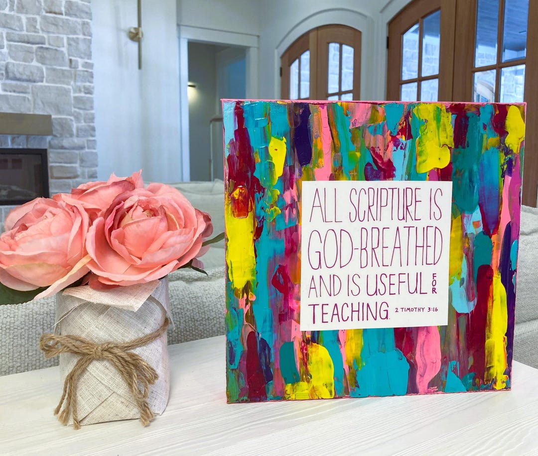 Abstract Mixed Media Acrylic Scripture Canvas Painting Named "god ...