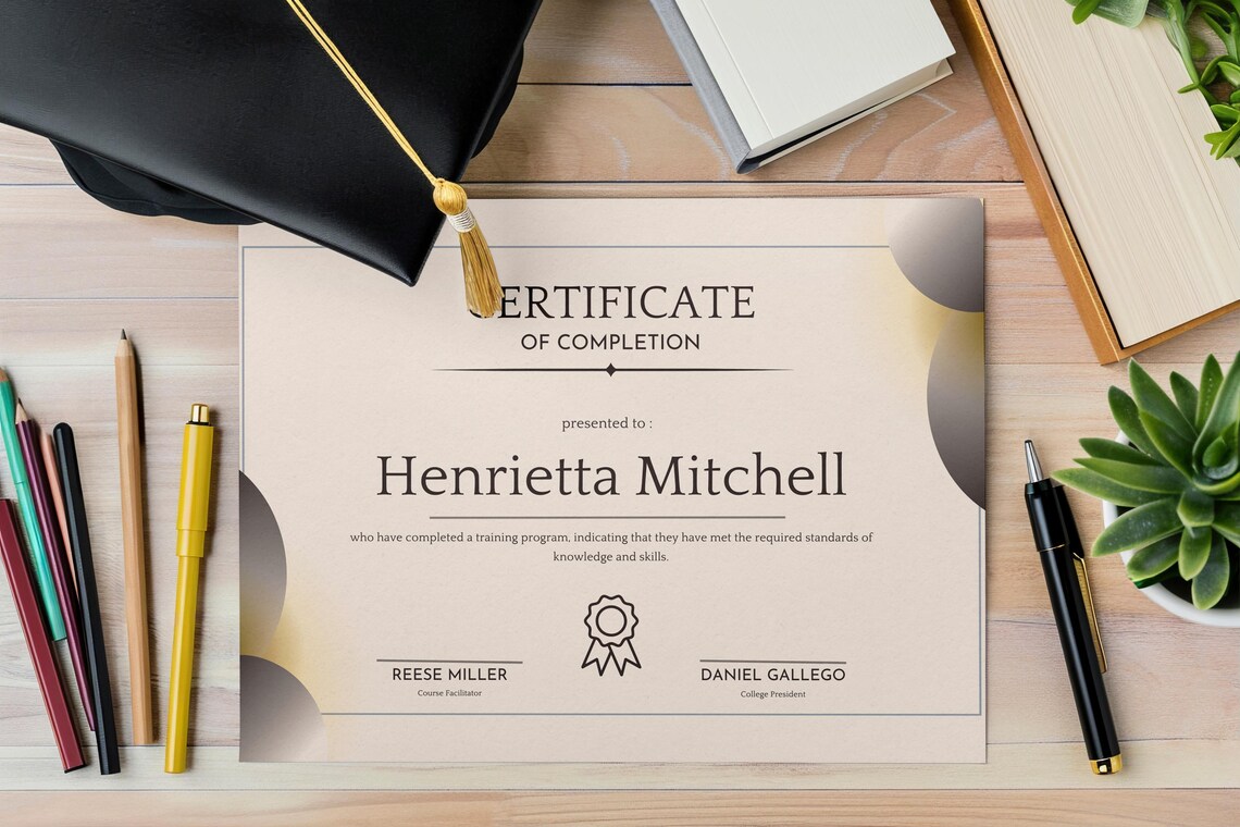 Professional Certificate Template Personalized Certificate Digital ...