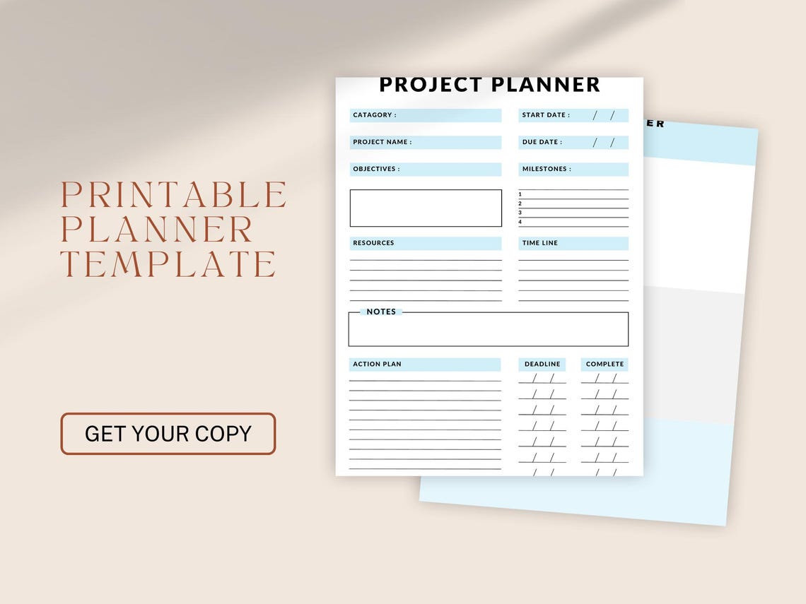 Comprehensive Project Planner | Printable & Digital | Organize Projects ...