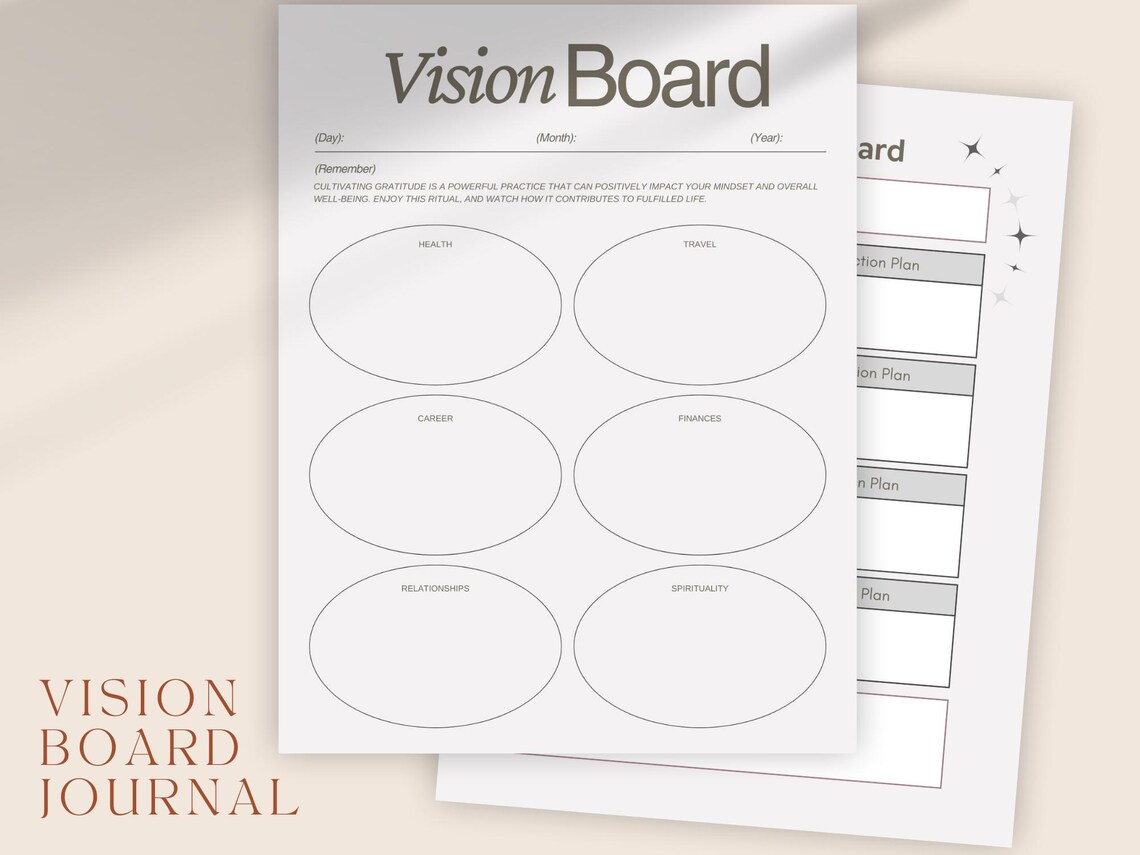 Printable Vision Board Journal – Create Your Dream Life With Easy-to ...