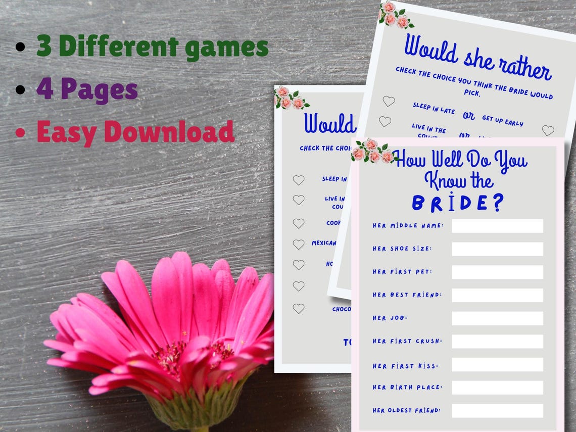 Minimalist Bridal Shower Game Printable | Elegant Bridal Shower Games ...