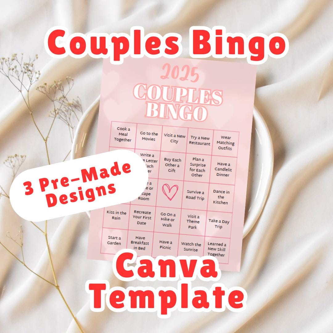 Couples Bingo Vision Board Canva Template & PDF Download, Valentine ...