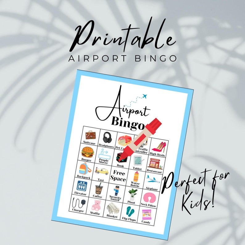 Airport Bingo Digital Printable for Kids, Digital Download, Bingo ...