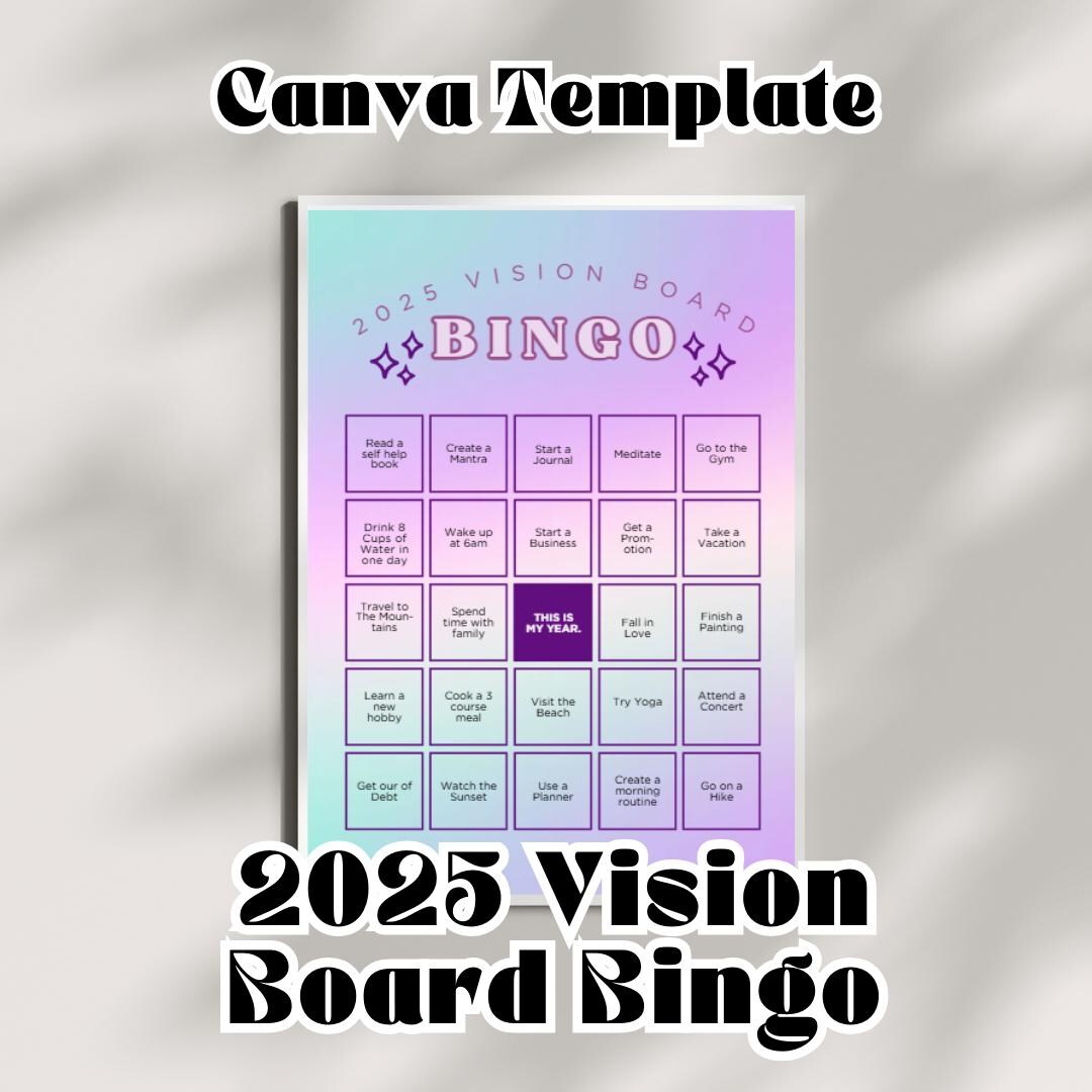 2025 Vision Board Bingo Canva Template, Fully Customizable & Editable ...