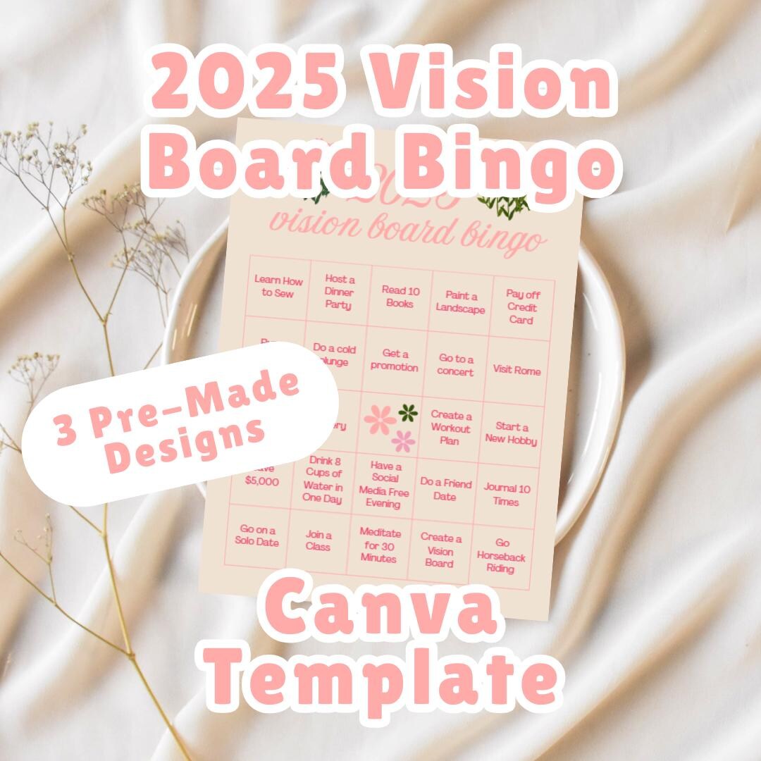 3 2025 Vision Board Bingo Canva Templates, Fully Customizable ...
