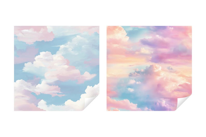 10 High-resolution Pastel Sky Digital Papers Dreamy Cloud Backgrounds ...