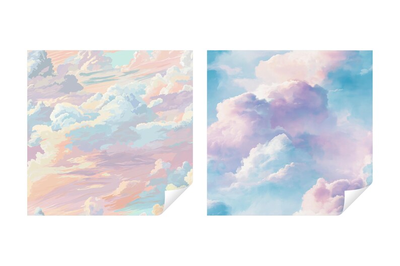 10 High-resolution Pastel Sky Digital Papers Dreamy Cloud Backgrounds ...