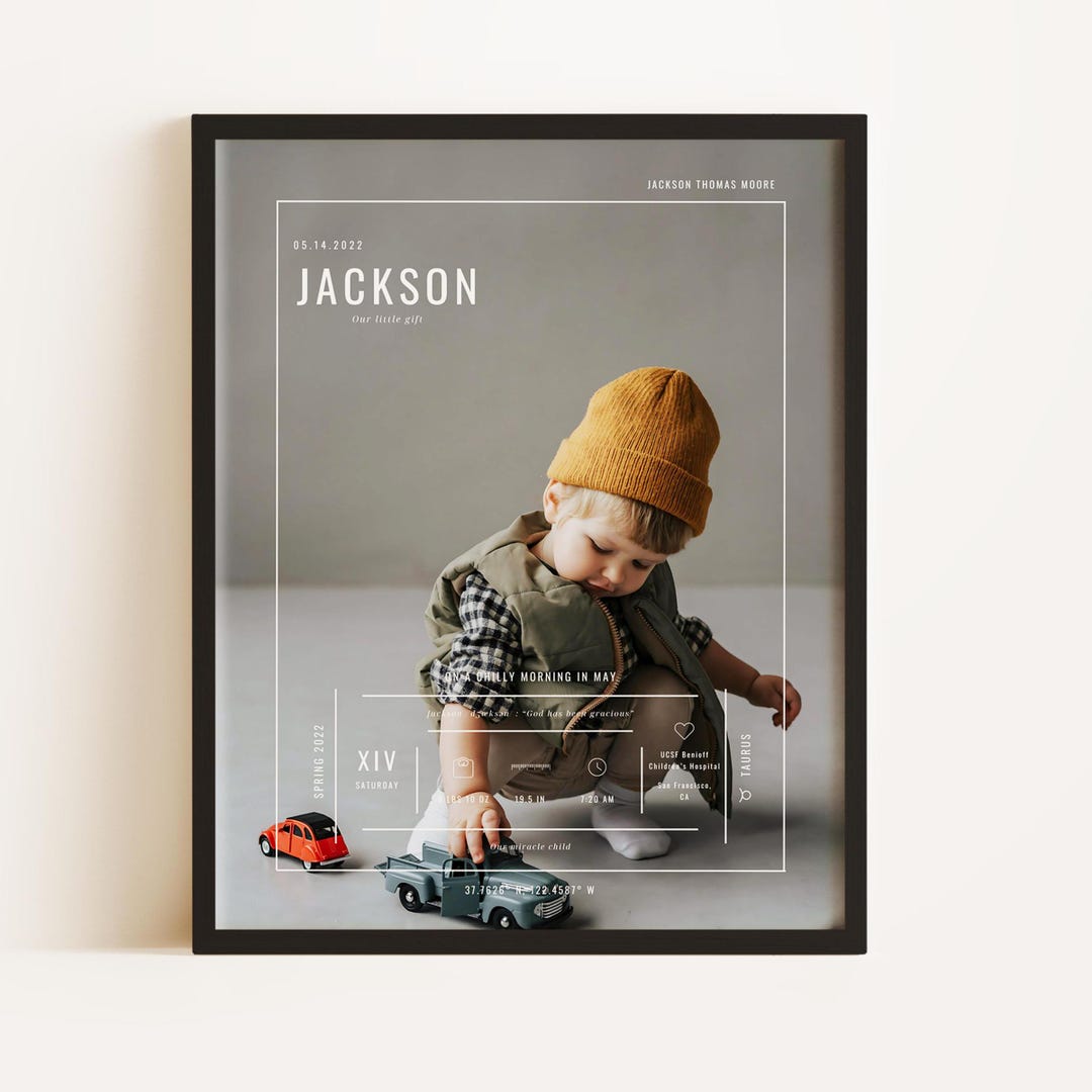 Birth Stats Sign for New Mom Baby Keepsake Box Modern Nursery Unique ...