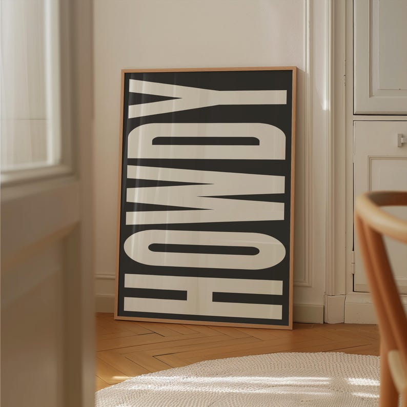 Howdy Typography Poster Black and White Print Western Decor ...
