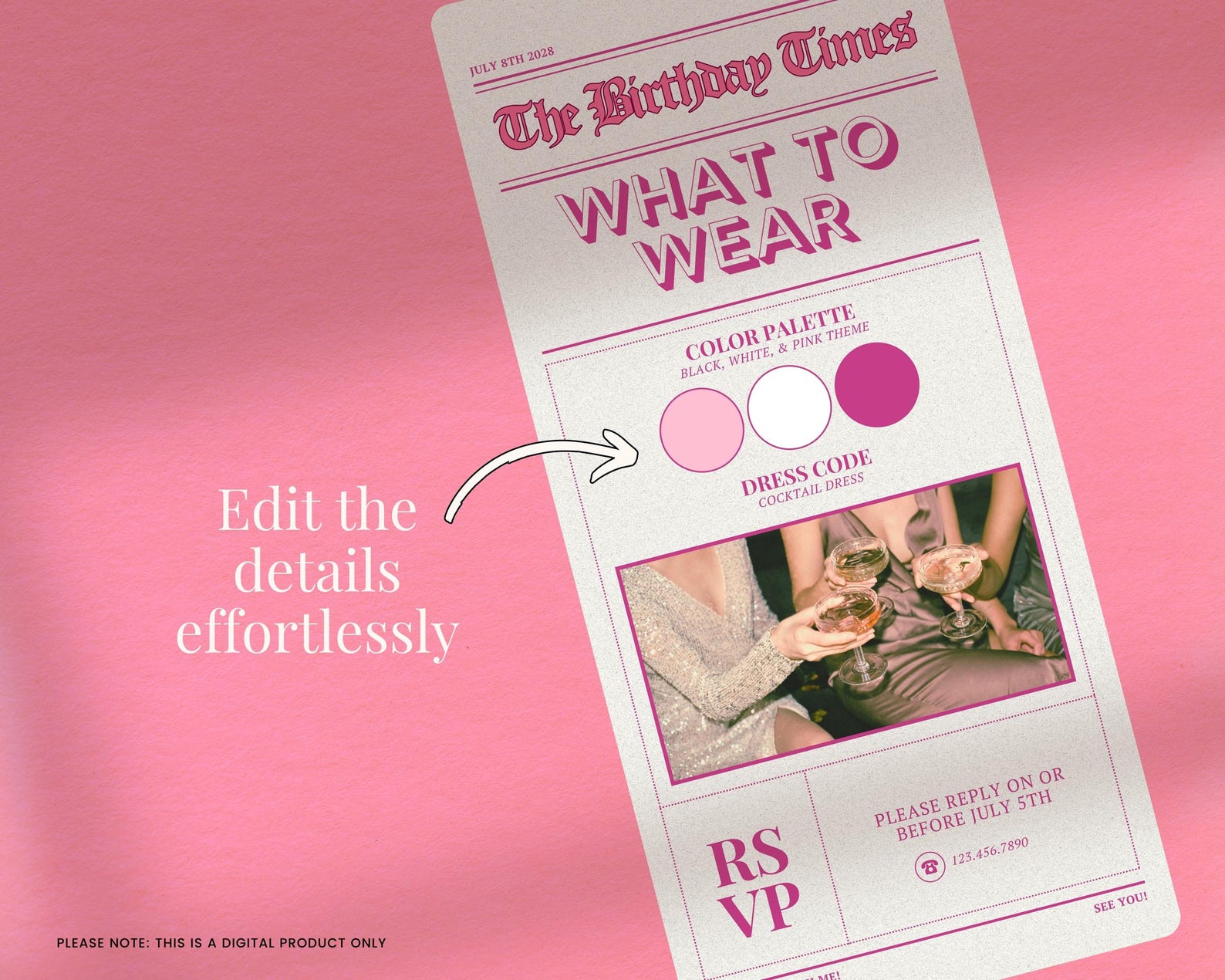 Newspaper Birthday Video Invitation Animated Pink Birthday Announcement ...