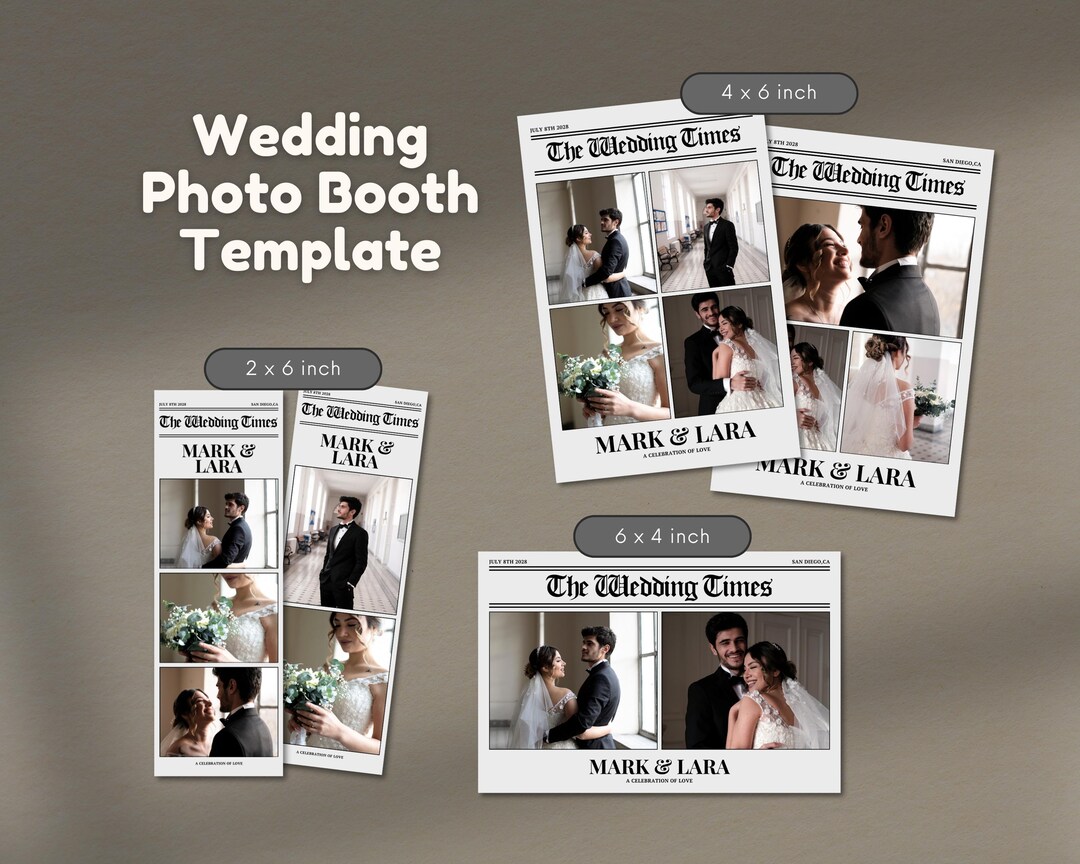 Wedding Photo Booth Strip Template, Newspaper Photo Booth Layout, Photo ...