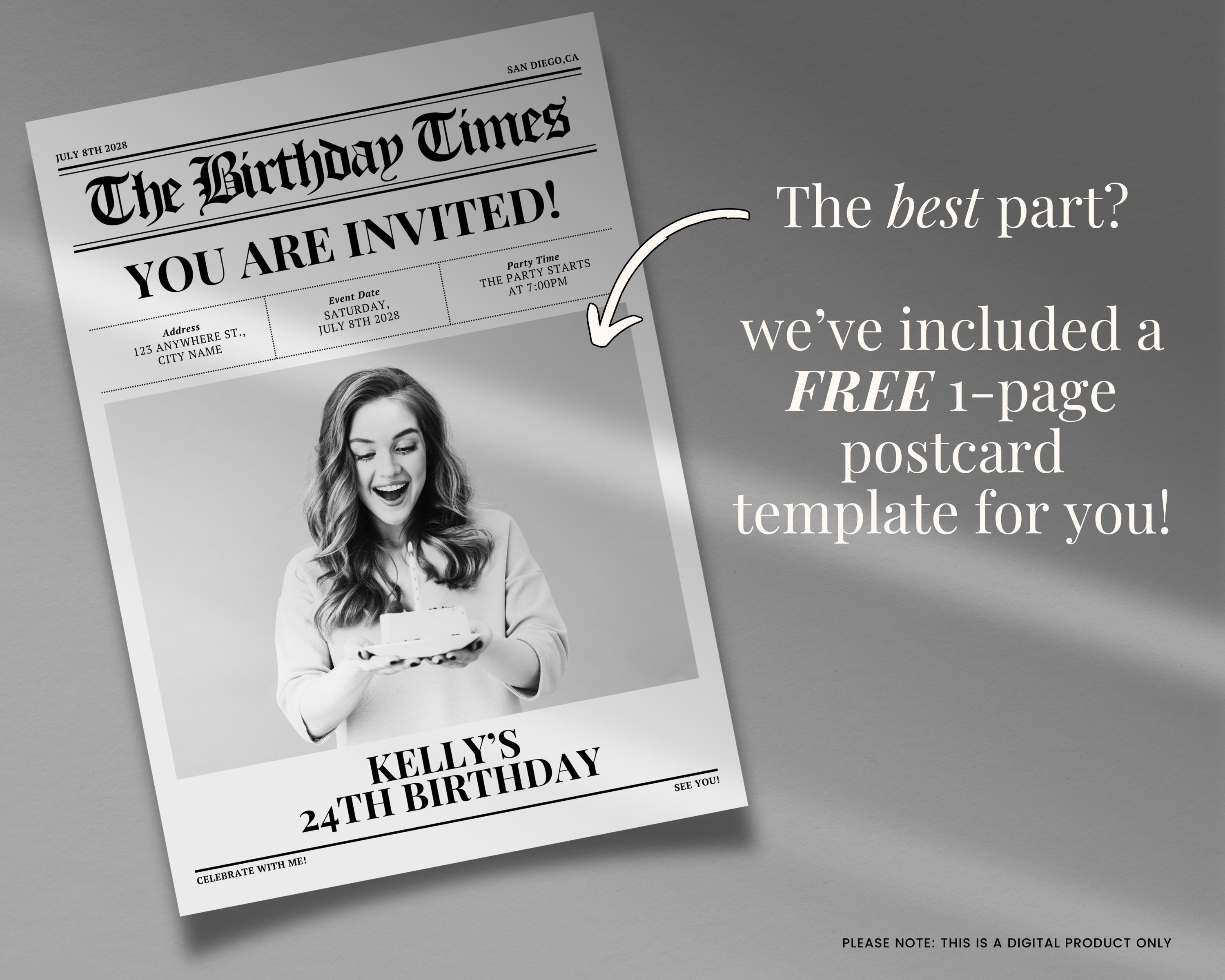 Newspaper Mobile Birthday Invitation Animated Digital Birthday Party ...