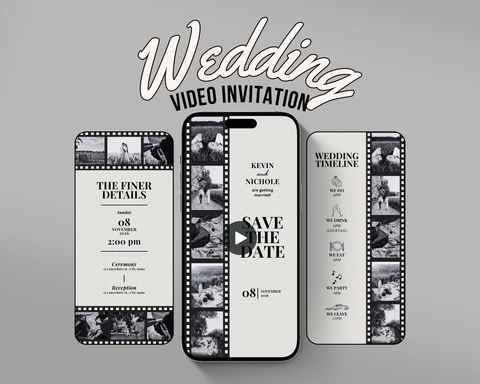 Canva Wedding Template Invitation Animated Save the Date Video Digital ...