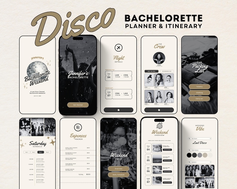Disco Bachelorette Itinerary Template: Retro Cowgirl Weekend Planner ...
