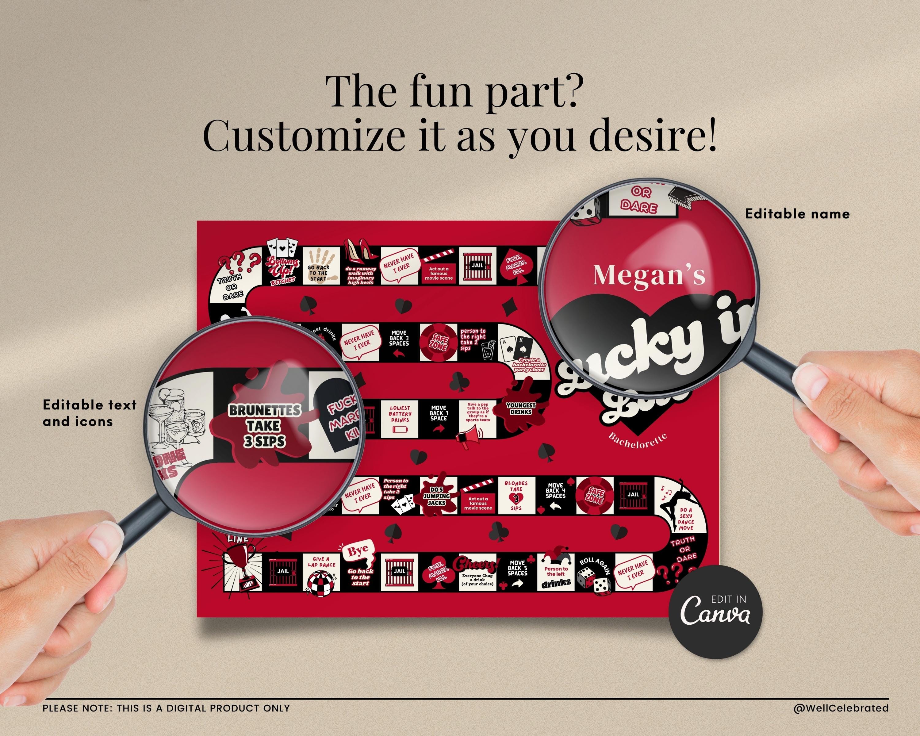 Lucky in Love Bachelorette Board Game, Las Vegas Hen Do, Casino Bridal ...